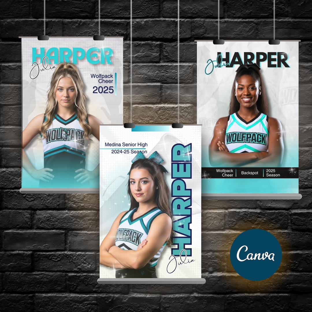 Cheer Poster Template | White Background, Canva Editable Digital ...
