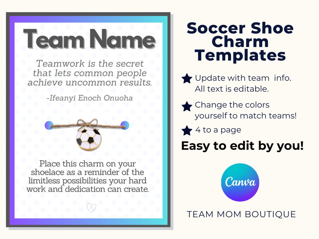 Editable Shoe Charm Template Team Printables Canva Templates - Etsy