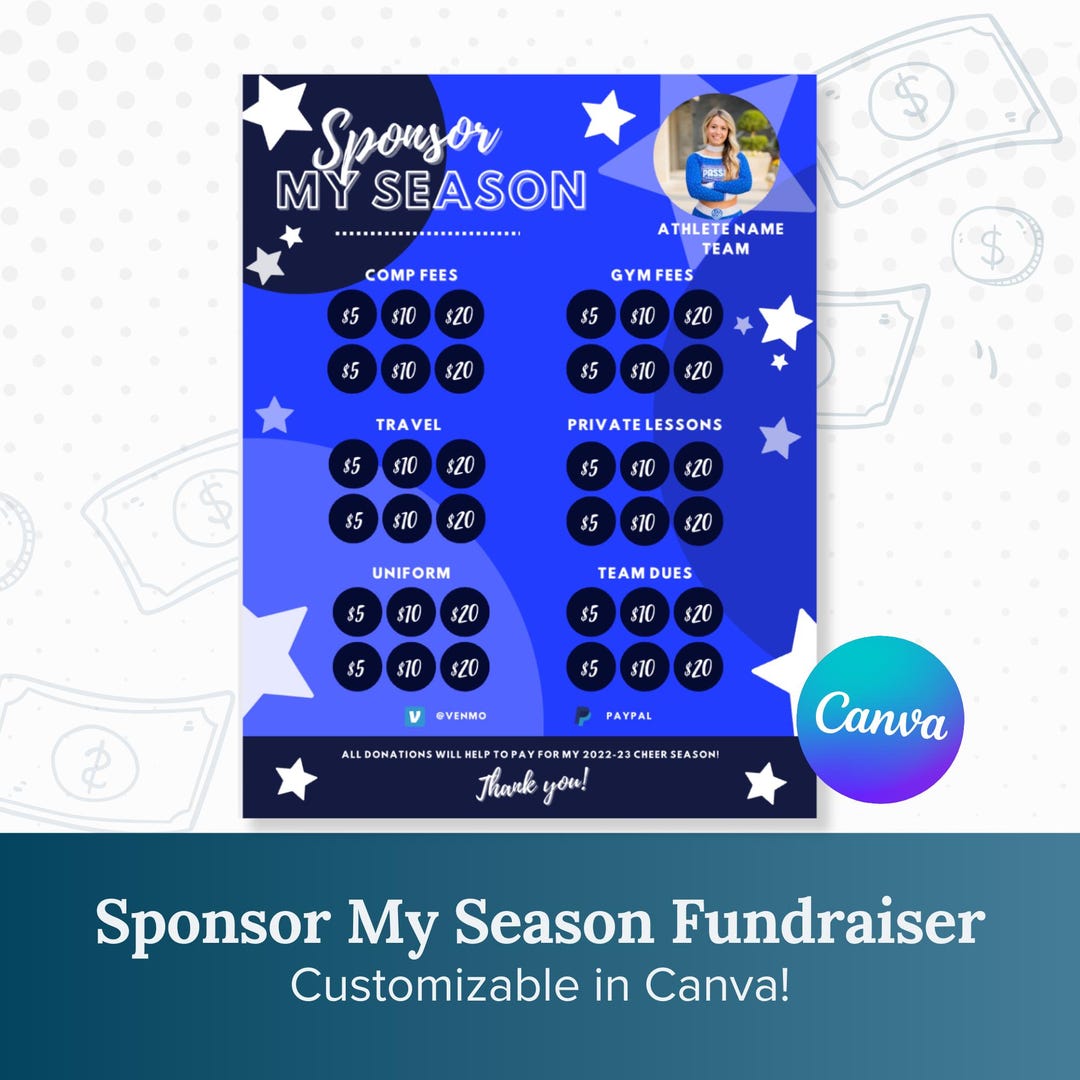 Sports Team Fundraiser Template: Sponsor My Season (digital Download ...