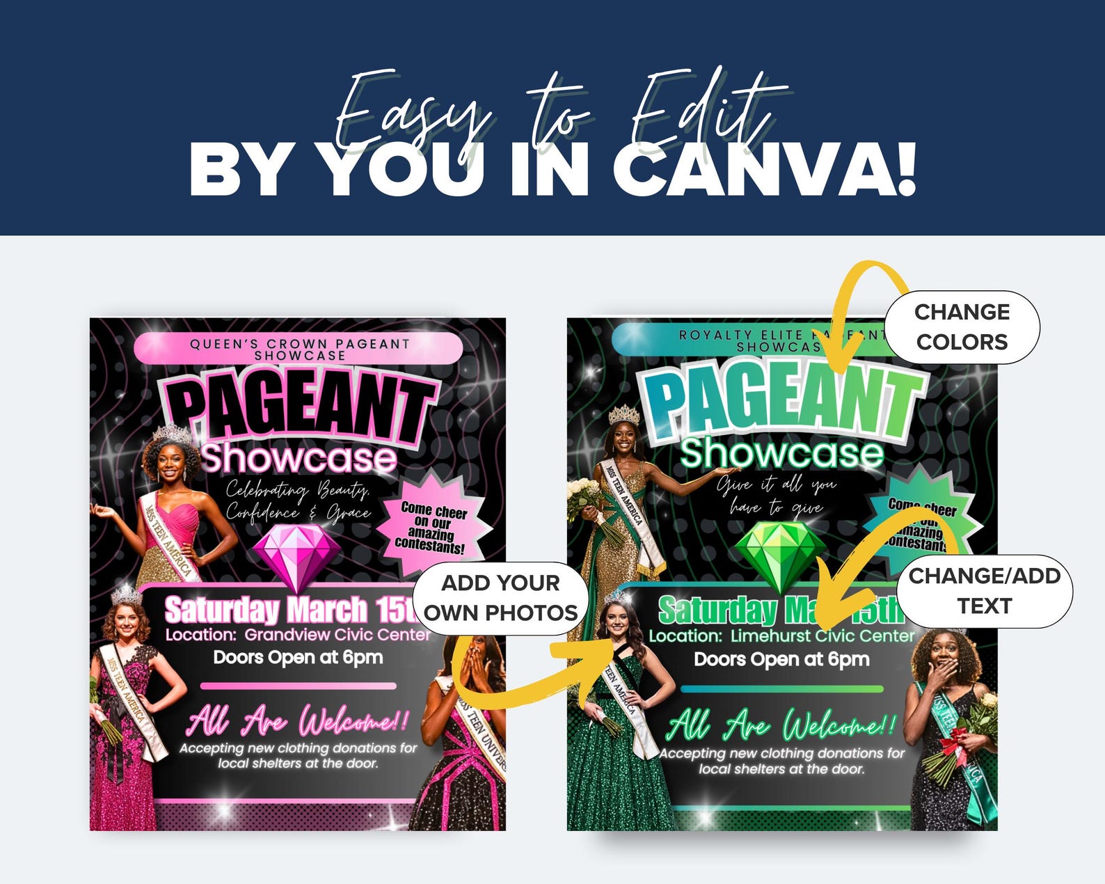 Editable Pageant Flyer Template, Portrait Layout (digital Download) - Etsy