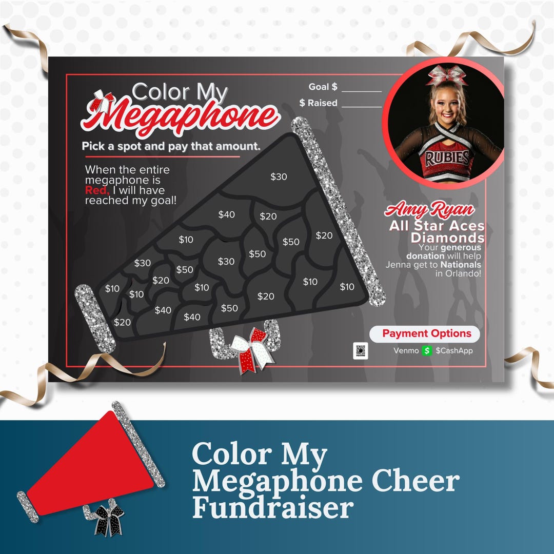 Color My Megaphone Fundraiser Canva Template | Cheerleading Donation ...