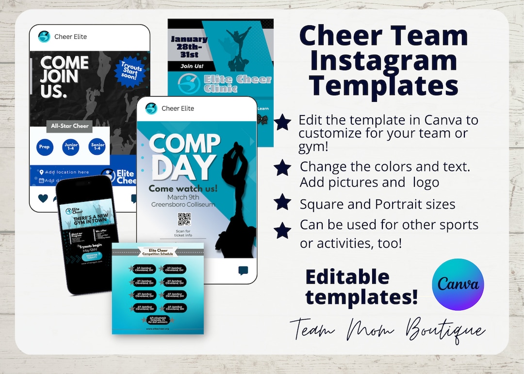 Cheer Team Instagram Templates| Editable Cheer Social Media Template ...