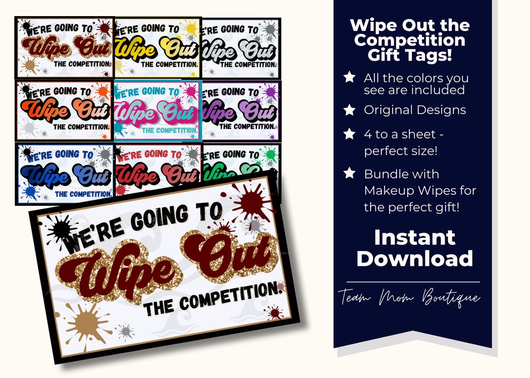 Wipe Out Competition Gift Tags: Cheerleader Sports Team (printable) - Etsy