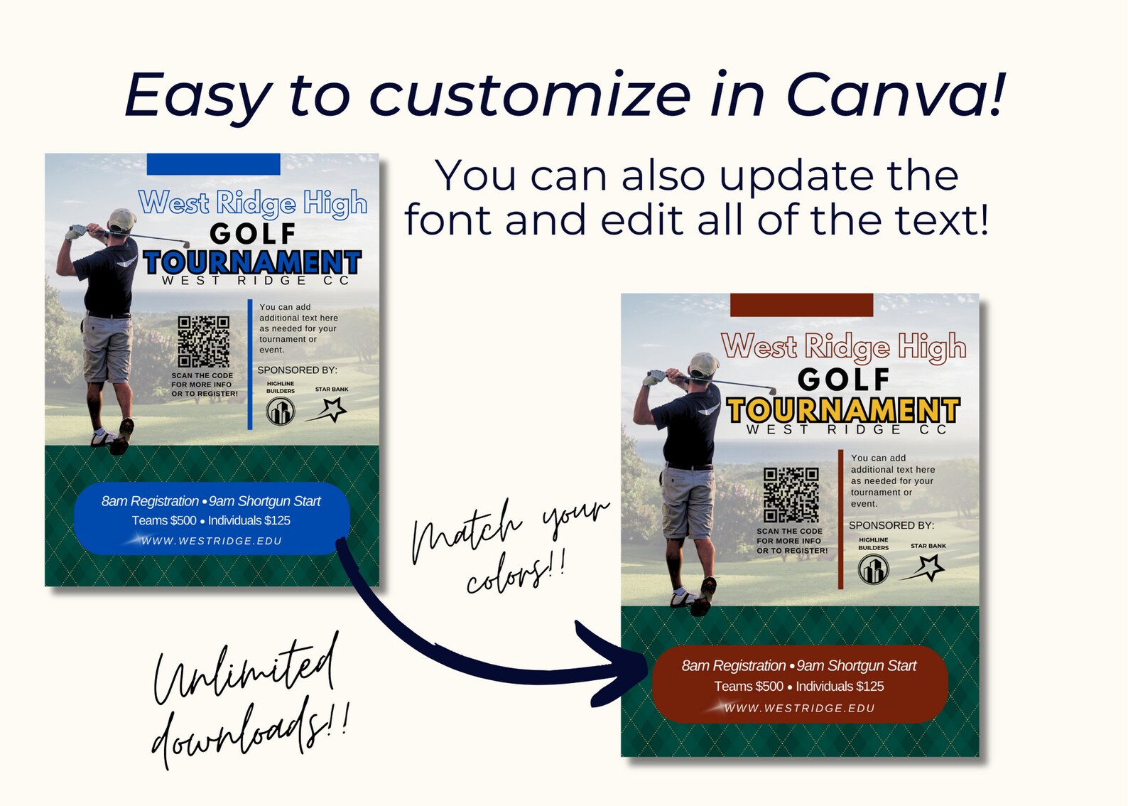 Editable Golf Tournament Flyer Template (digital Download) - Etsy