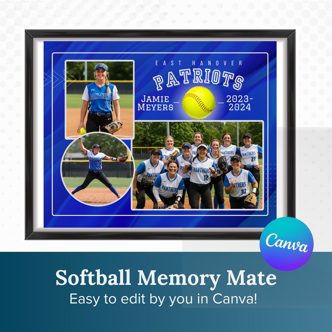 Softball Memory Mate Template: Editable Team Photo Collage (canva) - Etsy