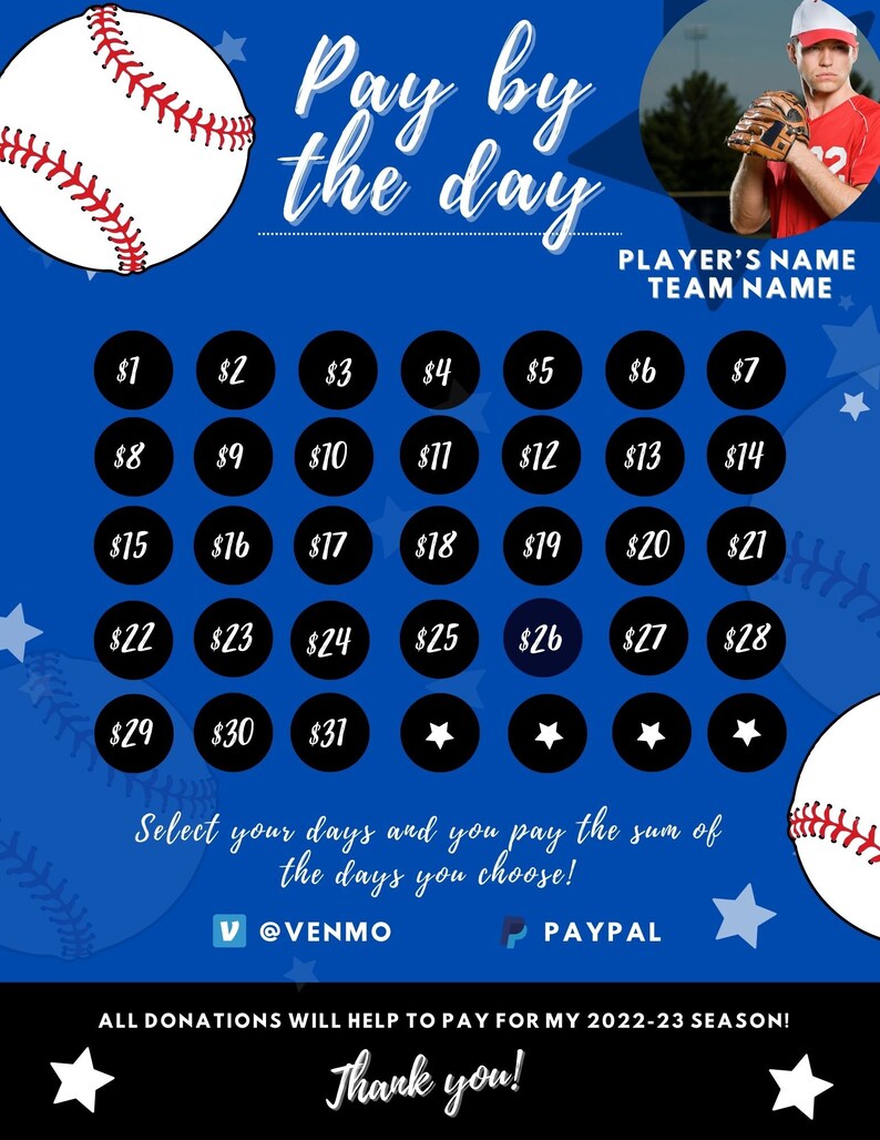 Baseball Calendar Fundraiser Baseball Fundraiser Template Etsy