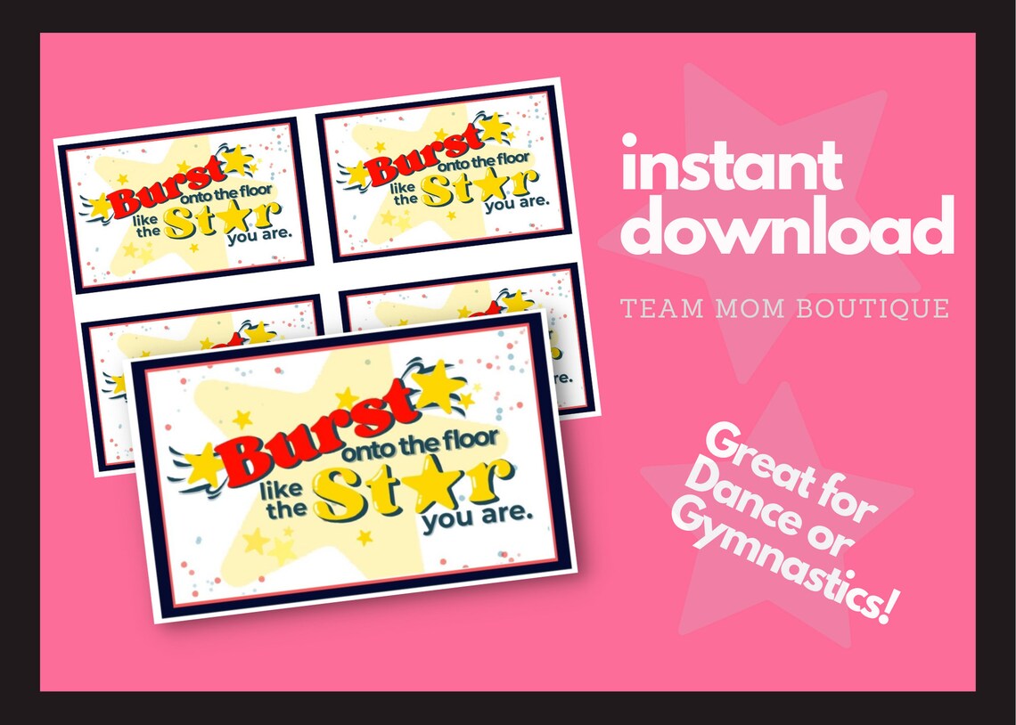 Dance Printables | Gymnastics Printable | Starburst Favor Tag | Burst ...