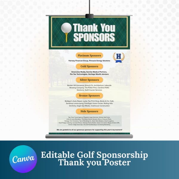 Sponsor Thank You Poster Template - Etsy