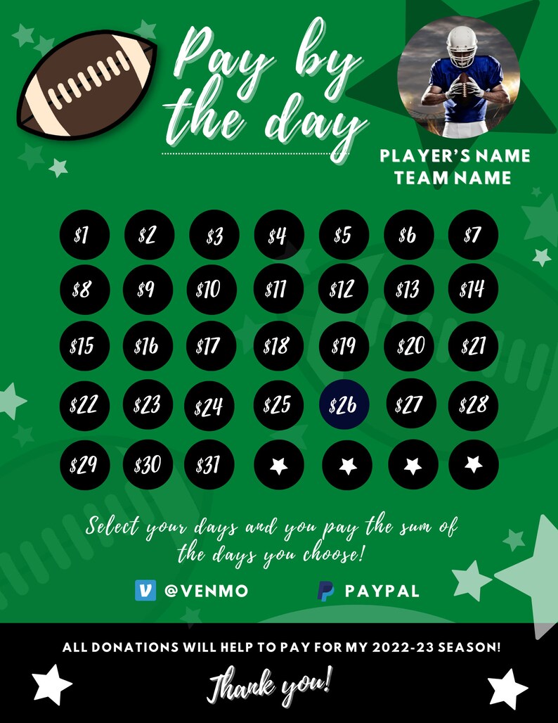 Football Calendar Fundraiser Football Fundraiser Template Etsy