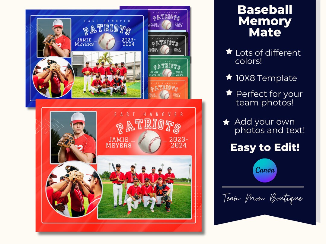 Baseball Memory Mate | Canva Template | Baseball Templates - Etsy