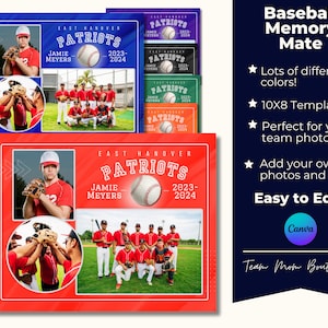 Baseball Memory Mate | Canva Template | Baseball Templates - Etsy