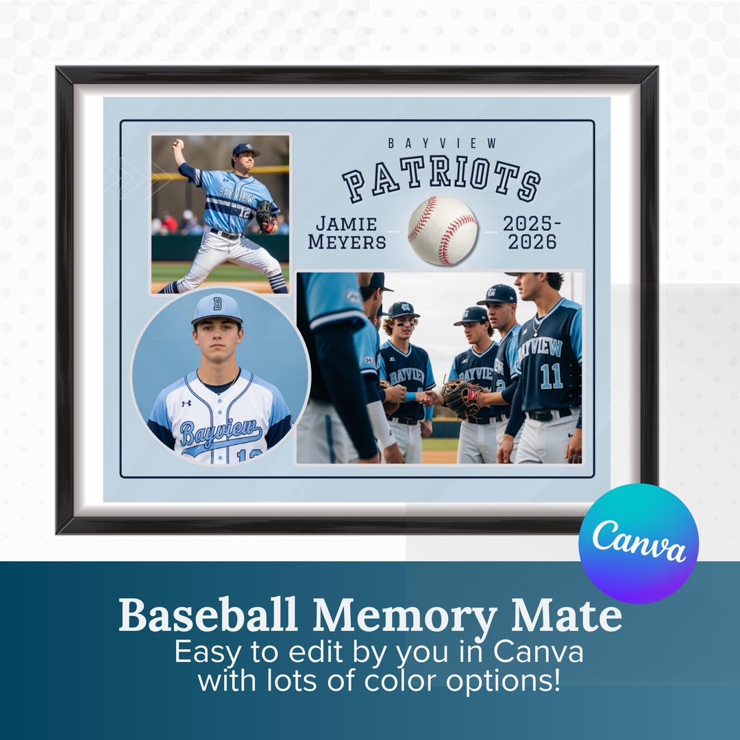 Baseball Memory Mate | Canva Template | Baseball Templates - Etsy