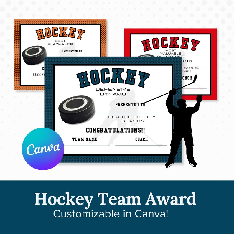 Hockey Award Certificate | Hockey Printables | Hockeytemplates - Etsy