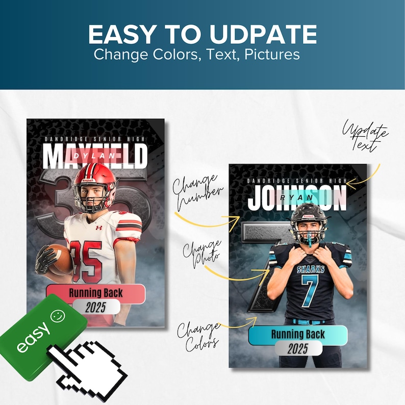 Football Senior Night Posters – Editable Templates, 3 Layouts in 24x36 ...