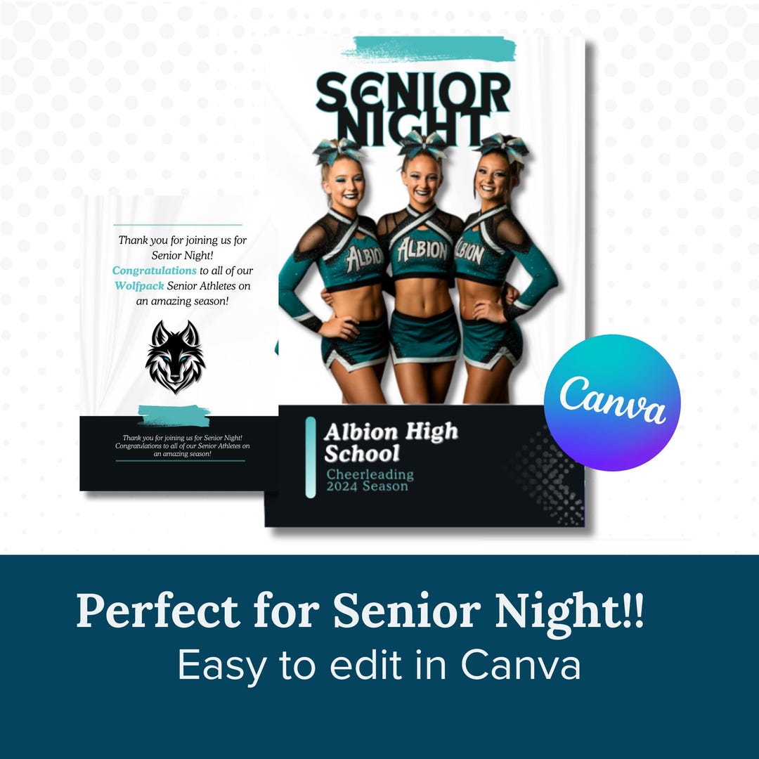 Cheer Senior Program Template | Editable Canva Senior Night Program ...