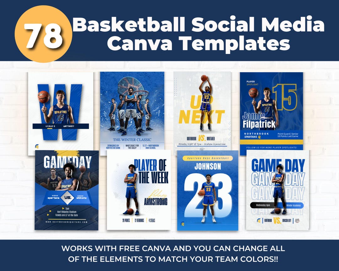 Basketball Pro Pack | 78 Canva Templates for Social Media, Game Day ...