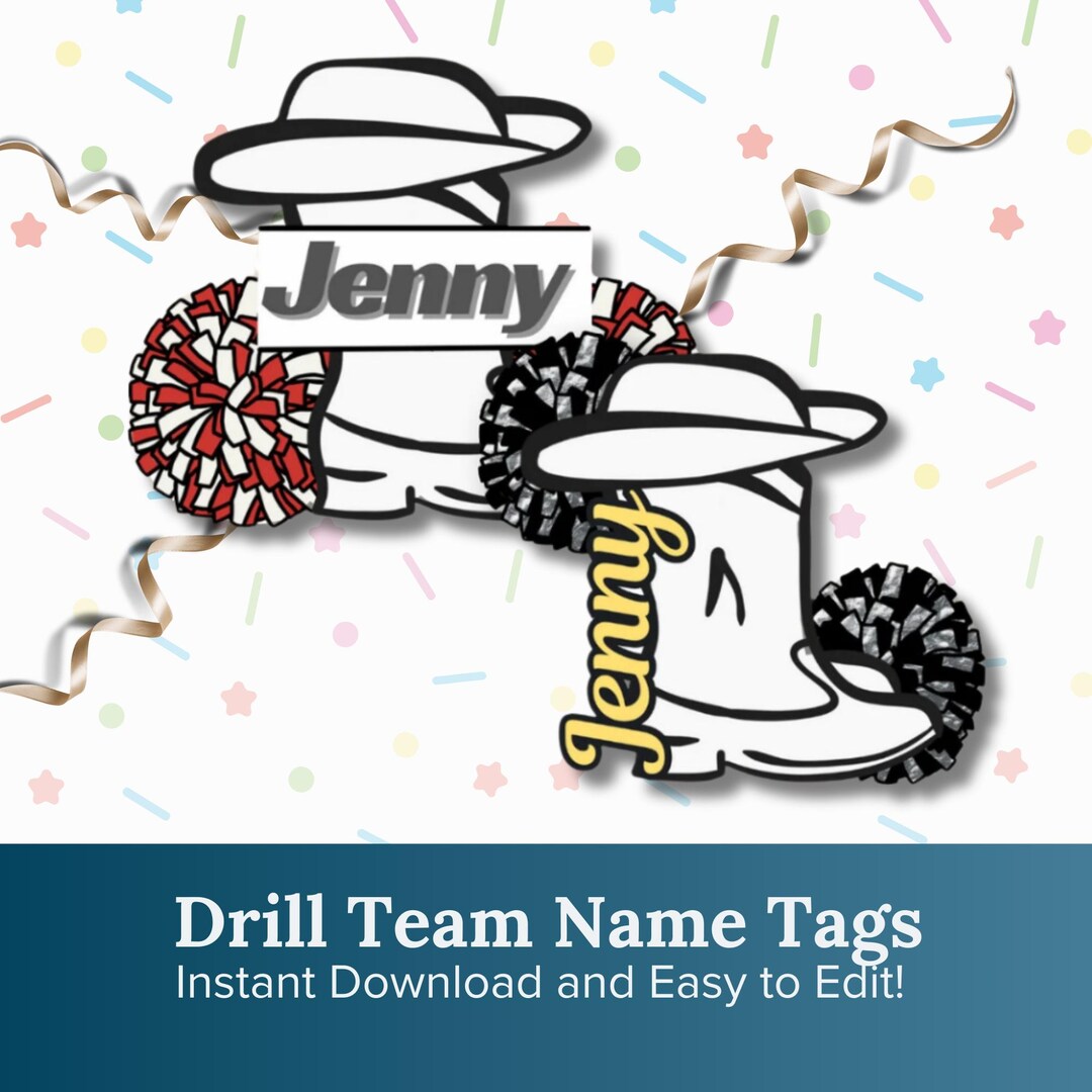 Editable Drill Team Name Tags: Printable Locker & Gift Tags (digital ...