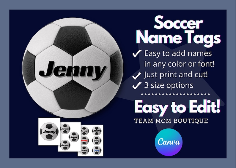Soccer Name Tags Soccer Printables Soccer Team Ideas - Etsy