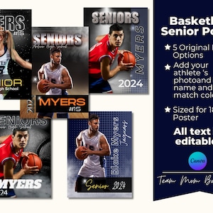 Basketball Senior Night Poster Canva Template| Senior Basketball Banner ...