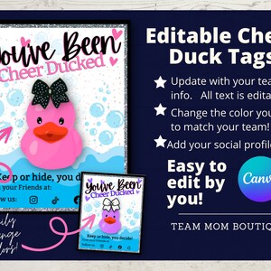 Cheer Duck Tag | Editable Ducks Tags | Cheer Printables | Quack Quack ...