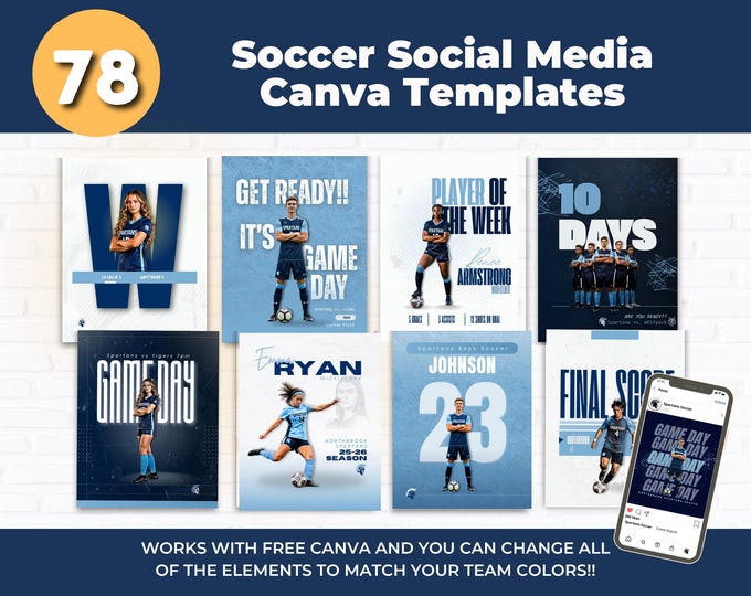 Starting Lineup Template Pack | 10 Soccer Team Templates | Social Media ...