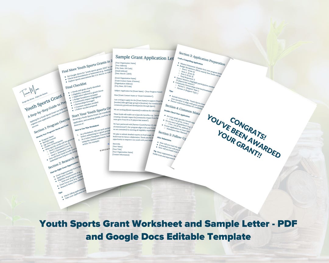 Youth Sports Grant Application Worksheet & Sample Letter (digital PDF ...