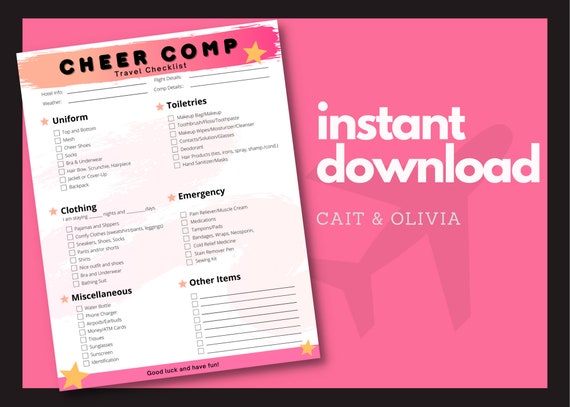 Cheer Competition Checklist Cheer Comp Packing List What to - Etsy ...