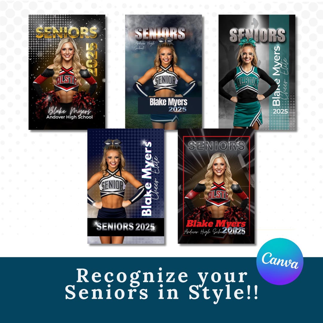 Cheer Senior Photo Poster Template: Editable Canva Banner (digital ...