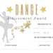 Dance Award Certificate End of Year Dance Award Dance Recognition ...