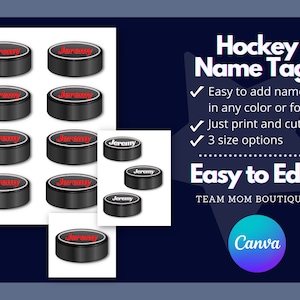 Editable Hockey Name Tags: Locker & Team Printables (digital Download ...