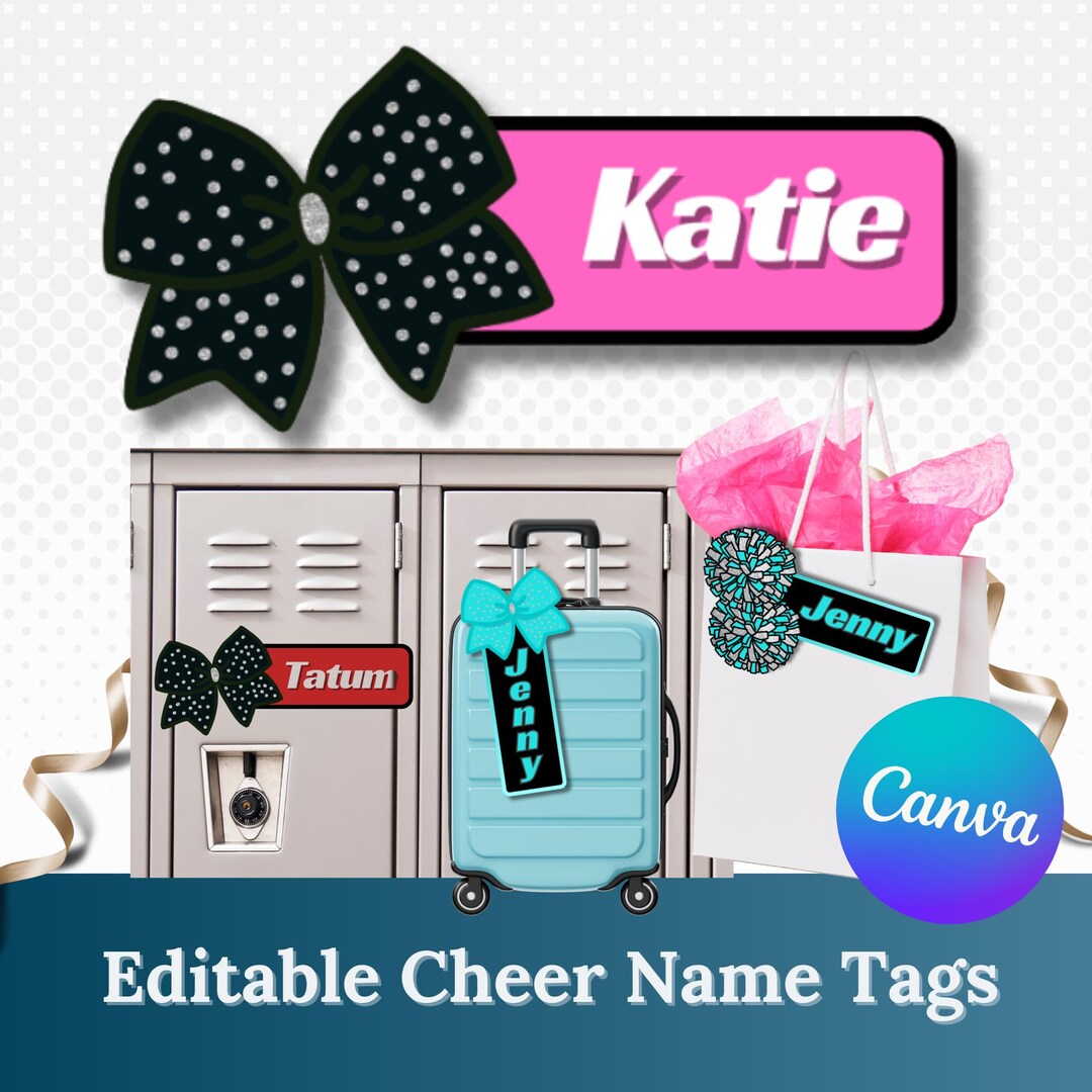 Cheerleading Name Tags - Editable Canva Personalized Labels - Etsy