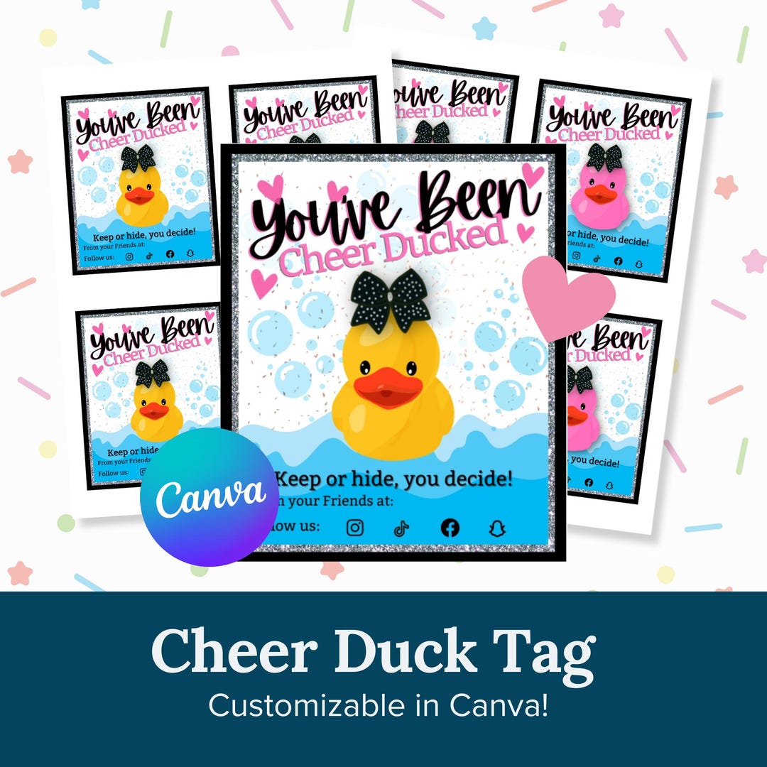 Cheer Duck Tag | Editable Ducks Tags | Cheer Printables | Quack Quack ...