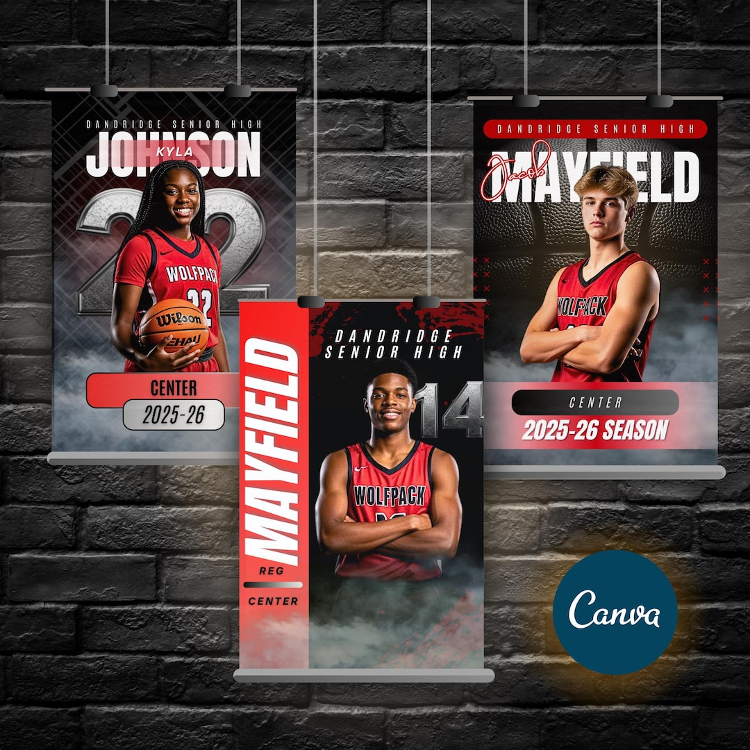 Basketball Senior Banner Canva Template – 18x24 & 24x36 - Etsy