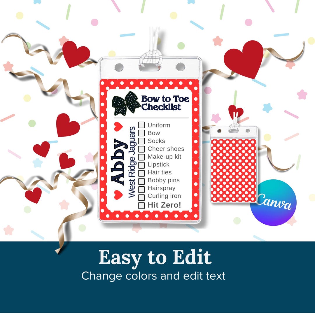 Cheer Team Checklist: Customizable Bow to Toe List (digital Download ...