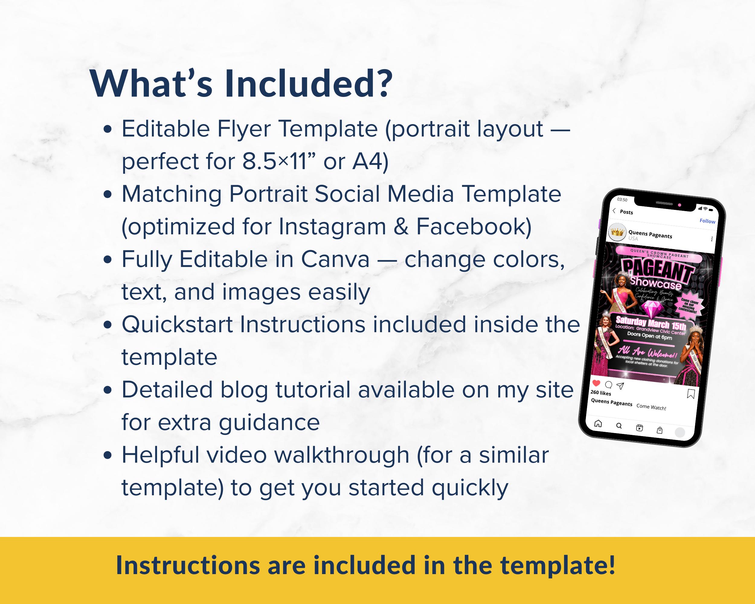 Editable Pageant Flyer Template, Portrait Layout (digital Download) - Etsy