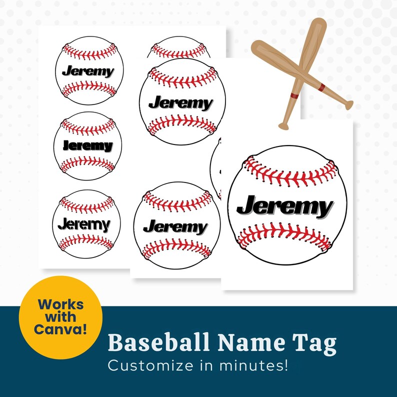 Baseball Name Tags: Editable Team Dugout Printables (digital Download ...