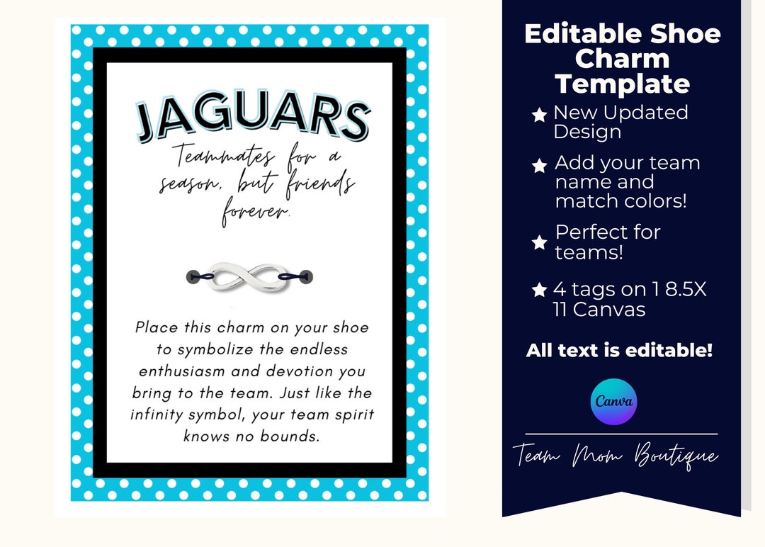 Editable Shoe Charm Template Team Printables canva Templates - Etsy