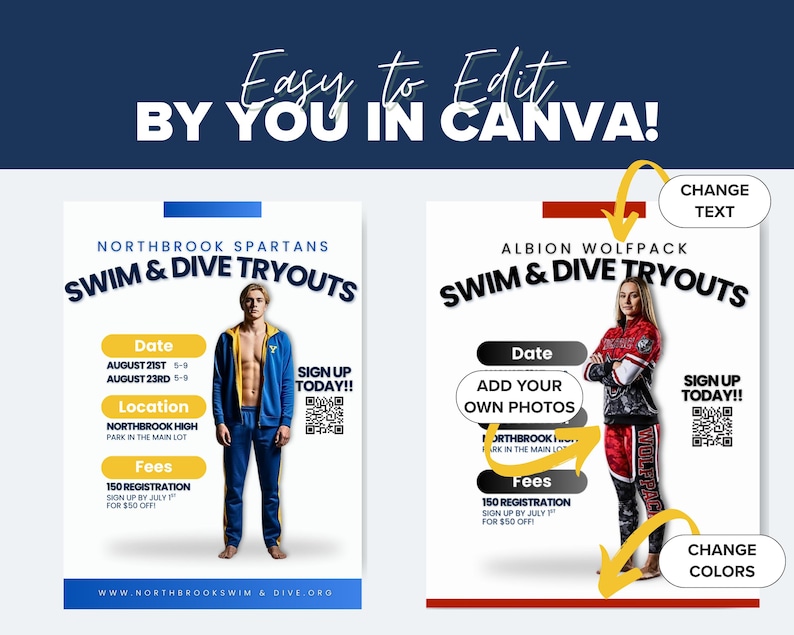 Swim & Dive Canva Templates Bundle | 78 Social Media Templates for ...