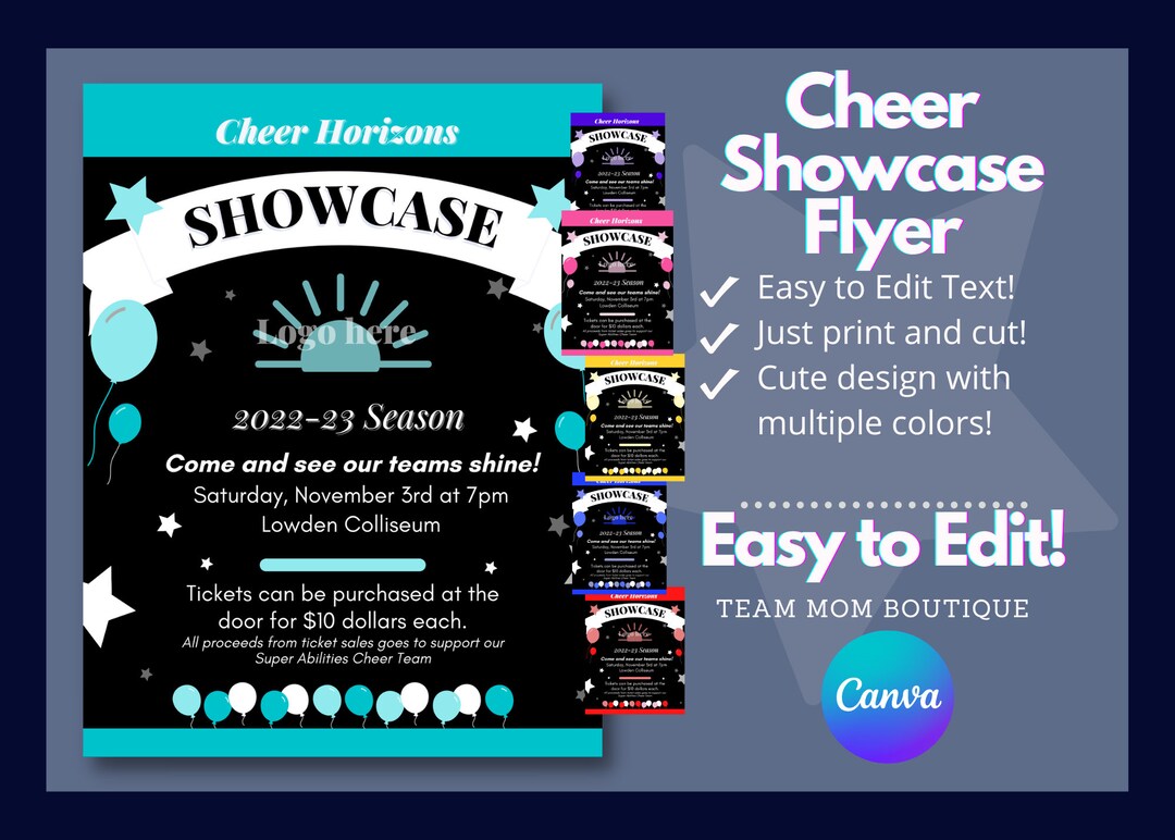 Team Showcase Template Team Template Sports Printable Cheer Printable ...