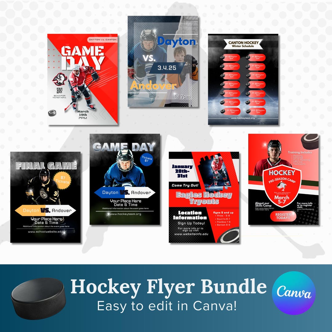 Hockey Flyer Template| Editable Hockey Template | Canva Template ...