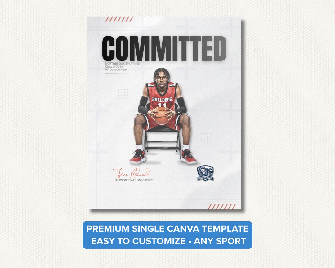 Committed Athlete Canva Template | College Signing Graphic | Any Sport ...