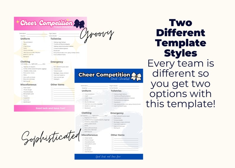 Editable Cheer Competition Packing List: Travel Checklist (digital ...