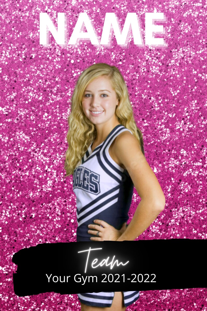 Cheer Photo Template Cheer Trading Card Pink and Black - Etsy