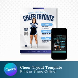 Editable Cheer Tryout Flyer Template | Canva Social Media Graphic ...