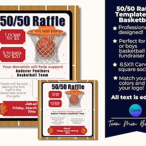 Basketball Raffle Flyer Template: Editable Sports Fundraiser (digital ...