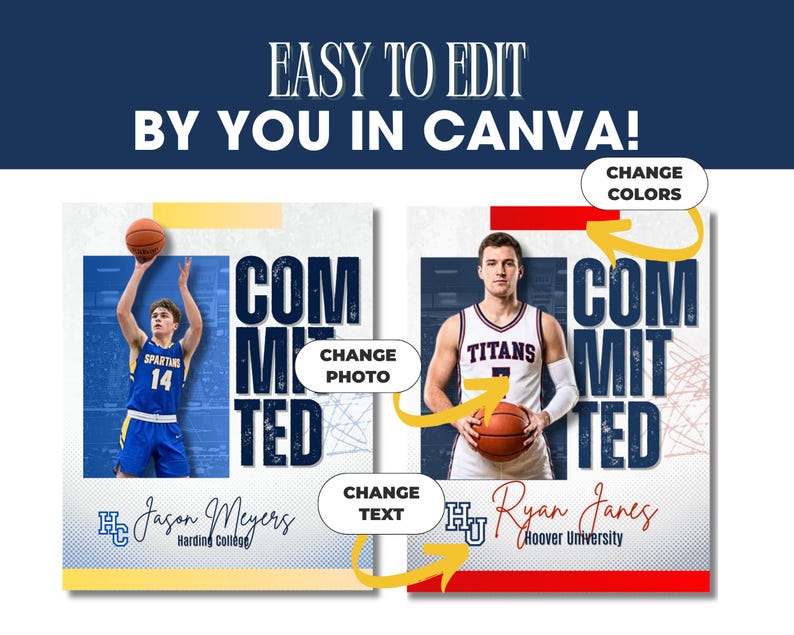 Commitment Canva Templates for Athletes | College Signing Graphics ...