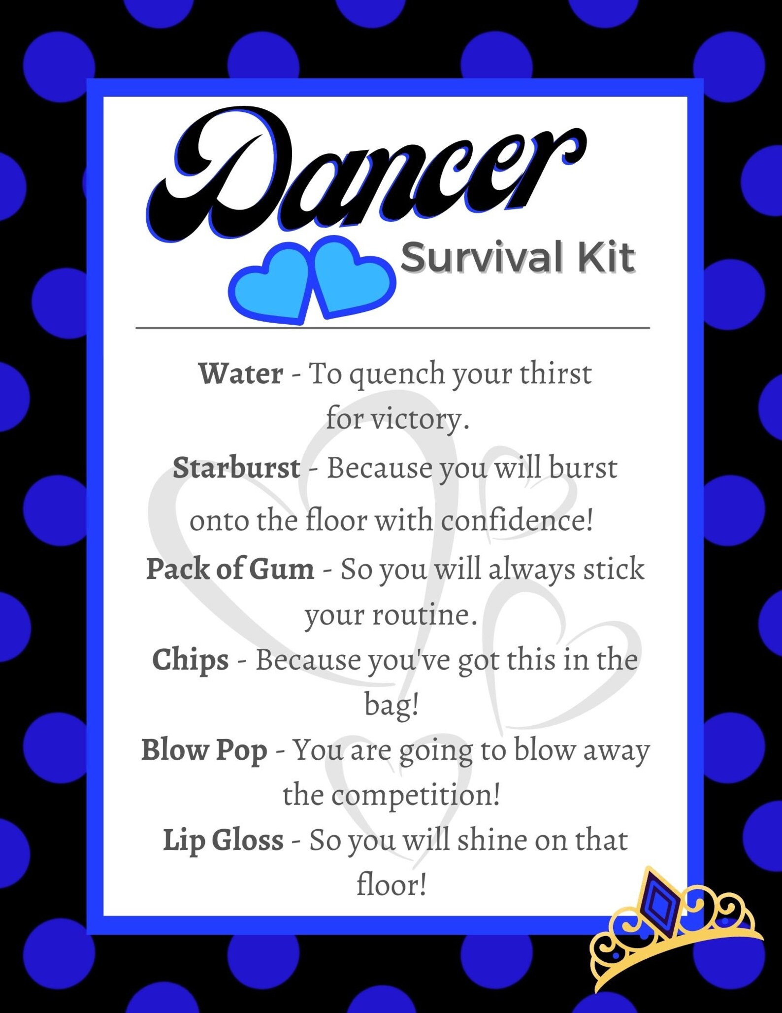 Dance Printables dance Survival Kit Editable Template - Etsy