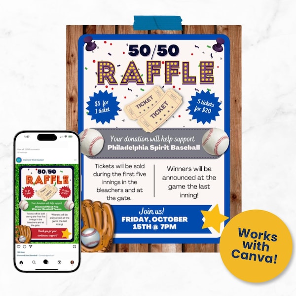 50/50 Raffle Template - Etsy
