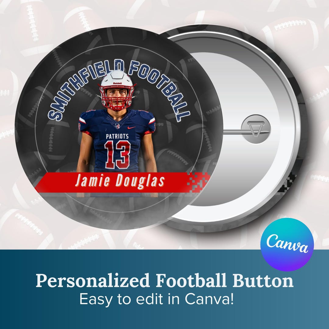 Football Button Template - Editable Canva Football Mom Pin - Etsy