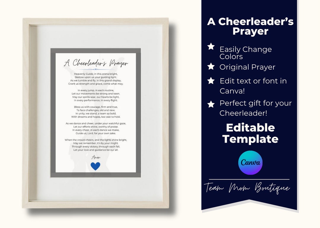 Cheerleader's Prayer, Customizable Team Spirit Poem Printable - Etsy